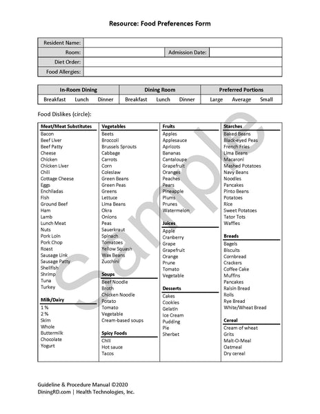 Digital Download - Guideline and Procedure Manual for Dining Services ...
